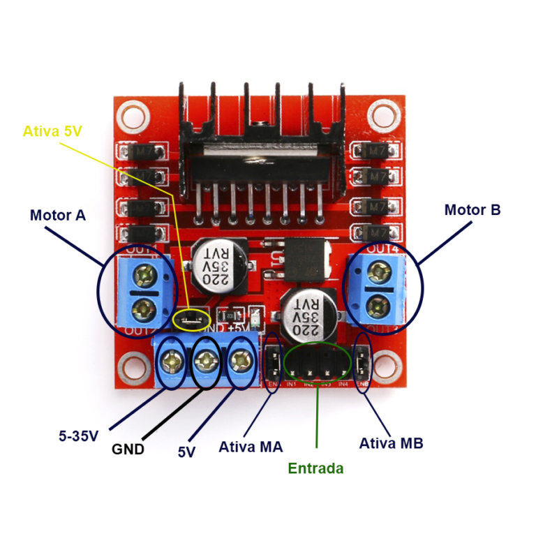 Ponte H L298N: Módulo de Controle de Motores DC - VLADCONTROL